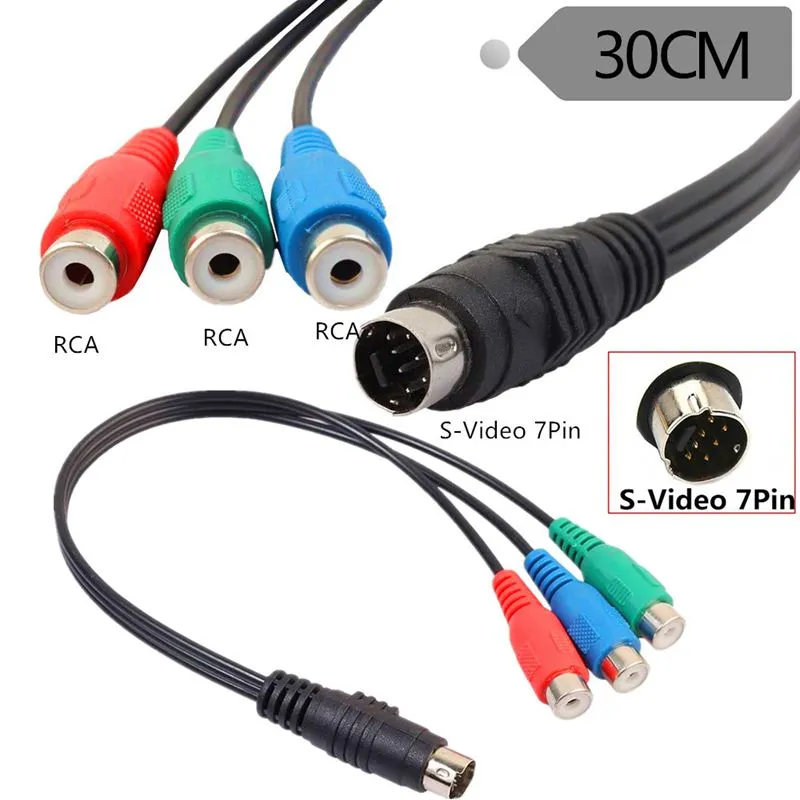 Upgraded 7-Pin S-Video Male to 3RCA Female AV Cable, Durable Set-Top ...