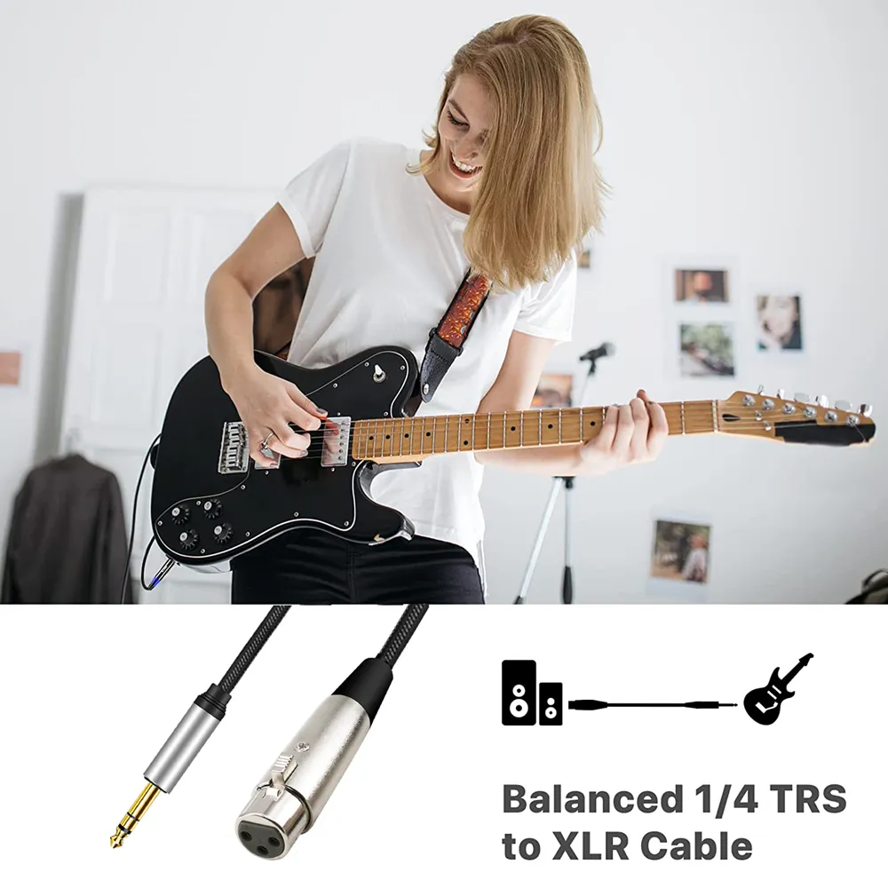 3-Pin XLR to 6.35mm TRS Balanced Stereo Audio Cable for Microphones ...