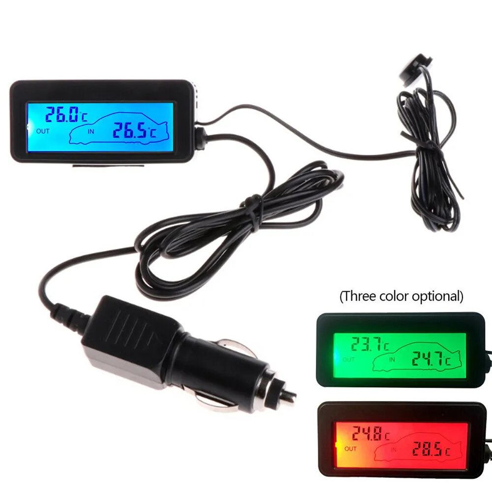 Waterproof Mini LCD Car Thermometer With 1.5M Cigar Lighter Cable Convenient Freezer Temperature ...