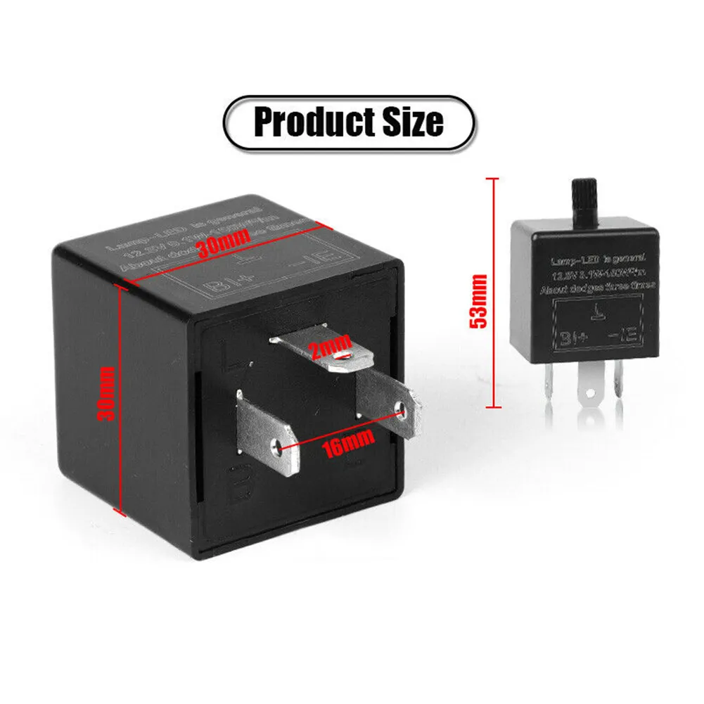 3 Pin LED Motorcycle Flasher Relay Adjustable 12V Hyper Flash Turn ...