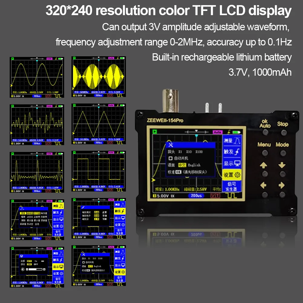 Handheld Digital Oscilloscope, 40MS/S Sampling Rate, 2.4 TFT LCD Screen ...