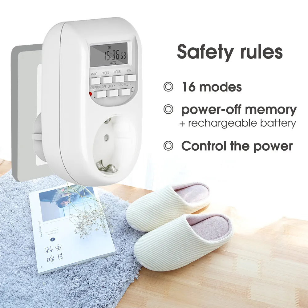 Programmable 7-Day Switch Socket Timer with 16 Interchangeable Plugs ...