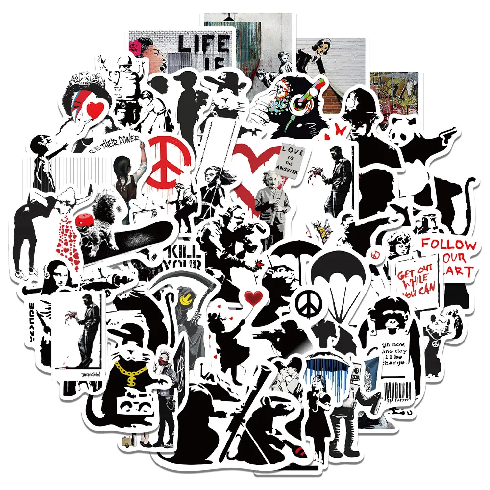 10/30/Banksy Art Graffiti Street Art Stickers Aesthetic Decal Skateboard Phone Laptop Car Bike ...