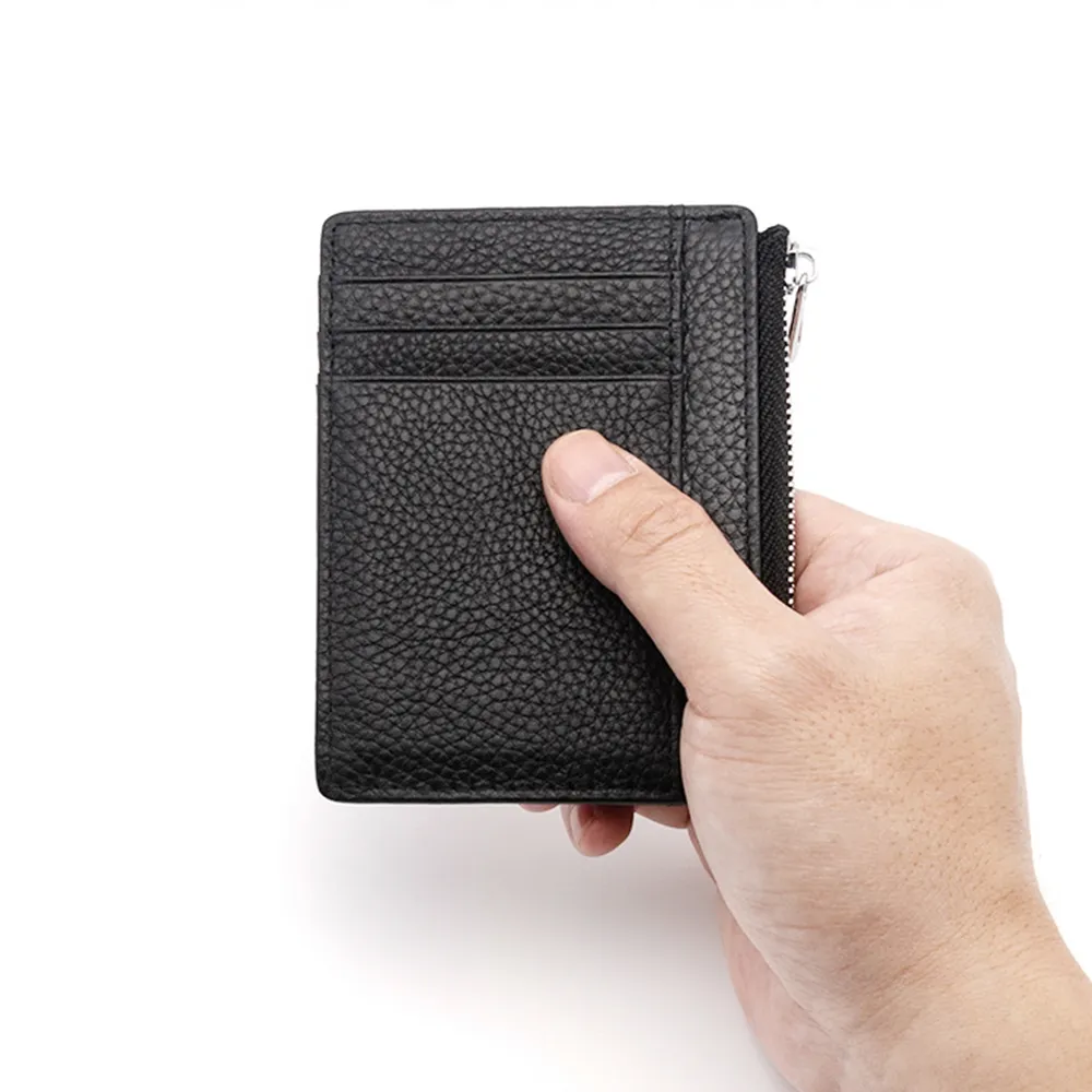 Personalized Leather Card Holder: Slim Zip Wallet For... From ...