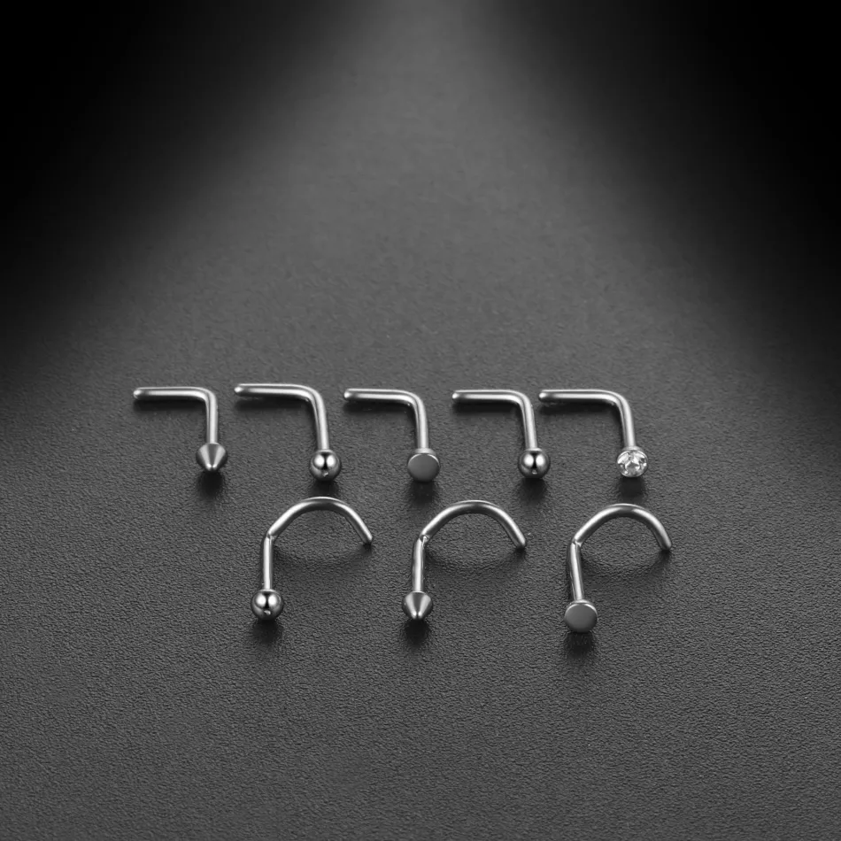 Titanium L-Shaped ring nose stud for Women - Sexy Nose, Bone, Ear, Lip ...