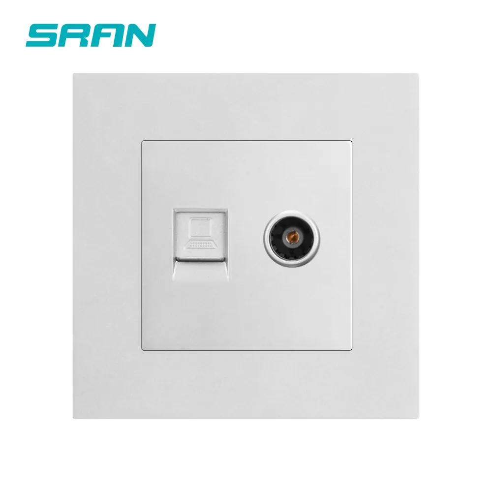 SRAN Flame Retardant Wall TV And Internet Socket White/Black/Gold PC ...
