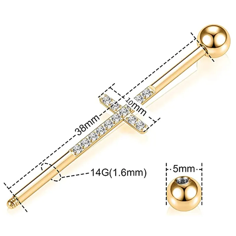 DHgate.com:Titanium Industrial Barbell Earring - Unisex Straight Bar ...