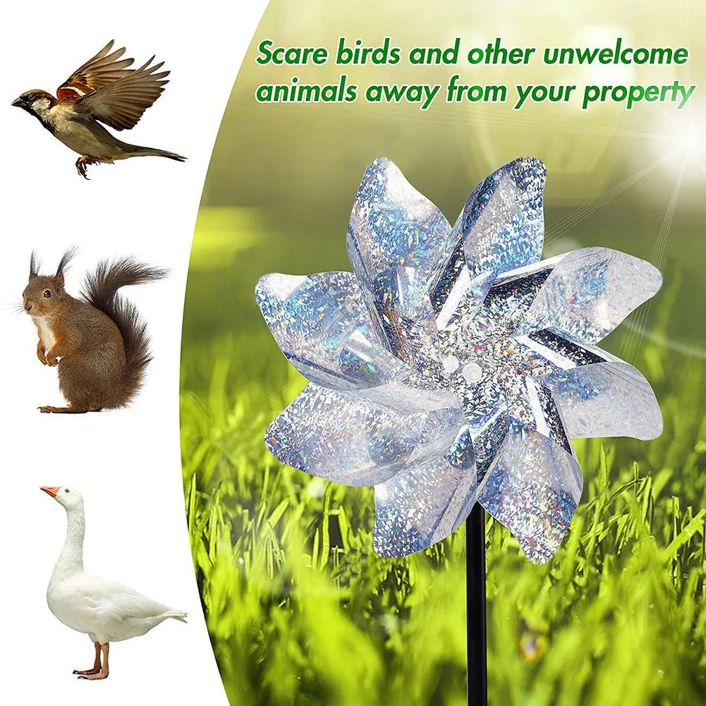 Wind Spinners Outdoor 10-Pack Reflective Bird Deterrent Pinwheels ...