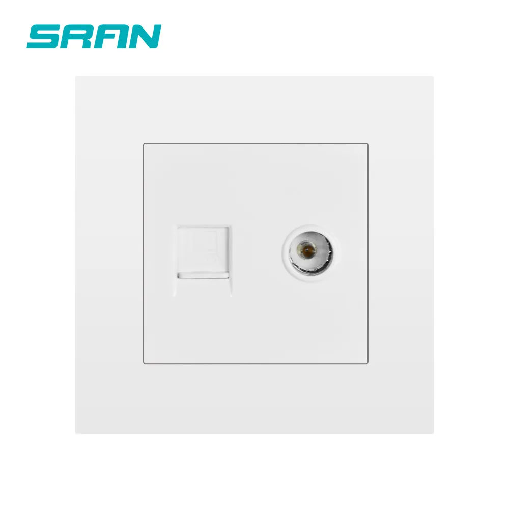 SRAN Flame Retardant tv wall installation and Internet Socket - White ...
