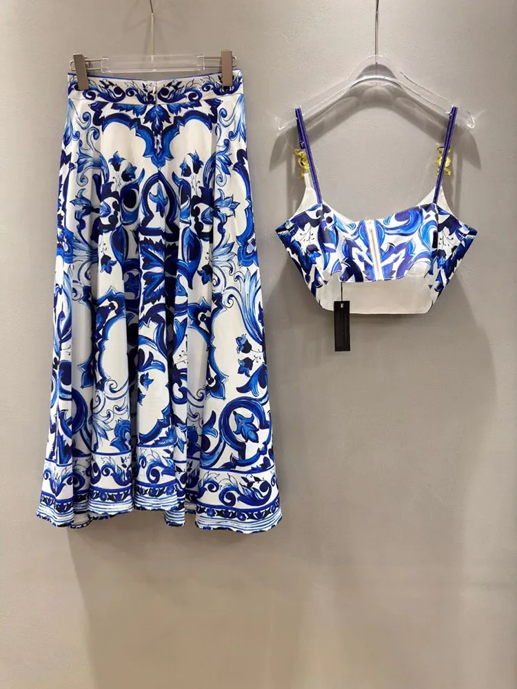Summer Skirt Sets: Women's Spaghetti Strap Top & Blue... From ...