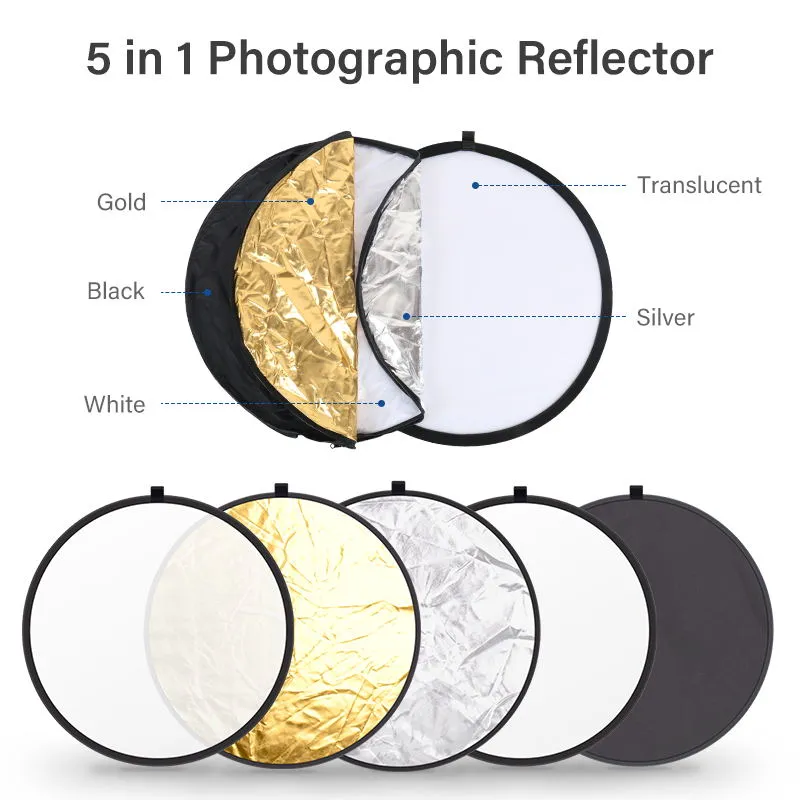 60cm Reflector 5 In 1 Round Shape Collapsible Refletor Photography ...