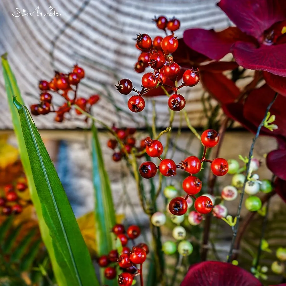 Realistic Cranberry & Blueberry Branch Artificial Plant Arrangement for ...