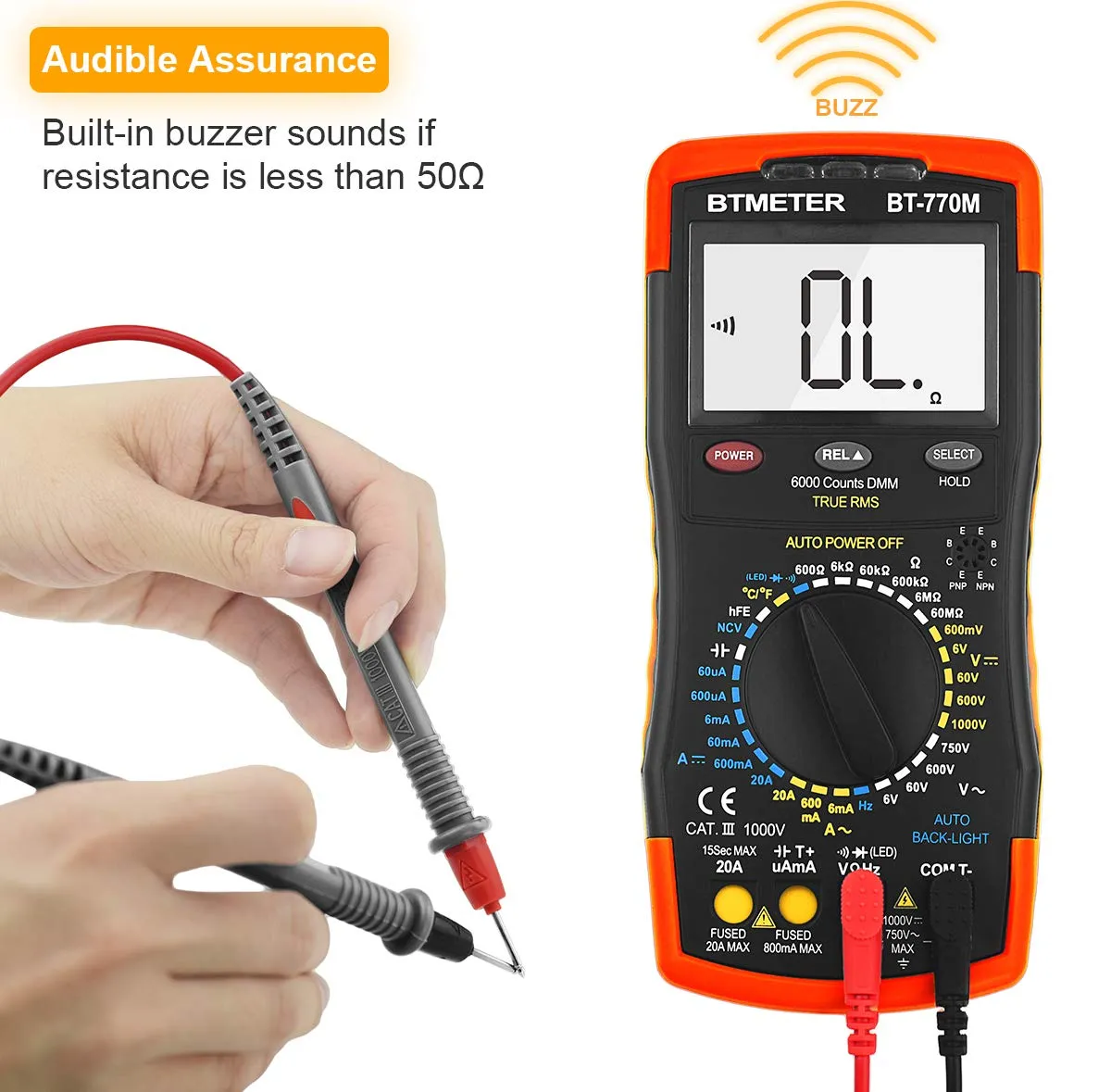 BT-770M 6000 Counts TRMS Digital Multimeter, Auto/Manual Tester for AC ...