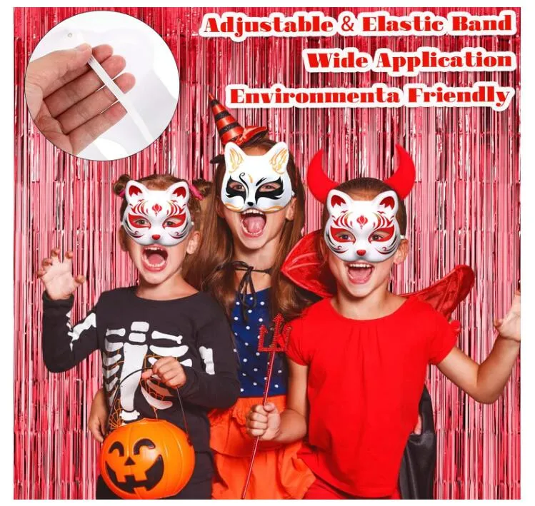 DIY White Cat Paper Mask Co Half Blank Animal Cosplay Dress Up Mask Co ...