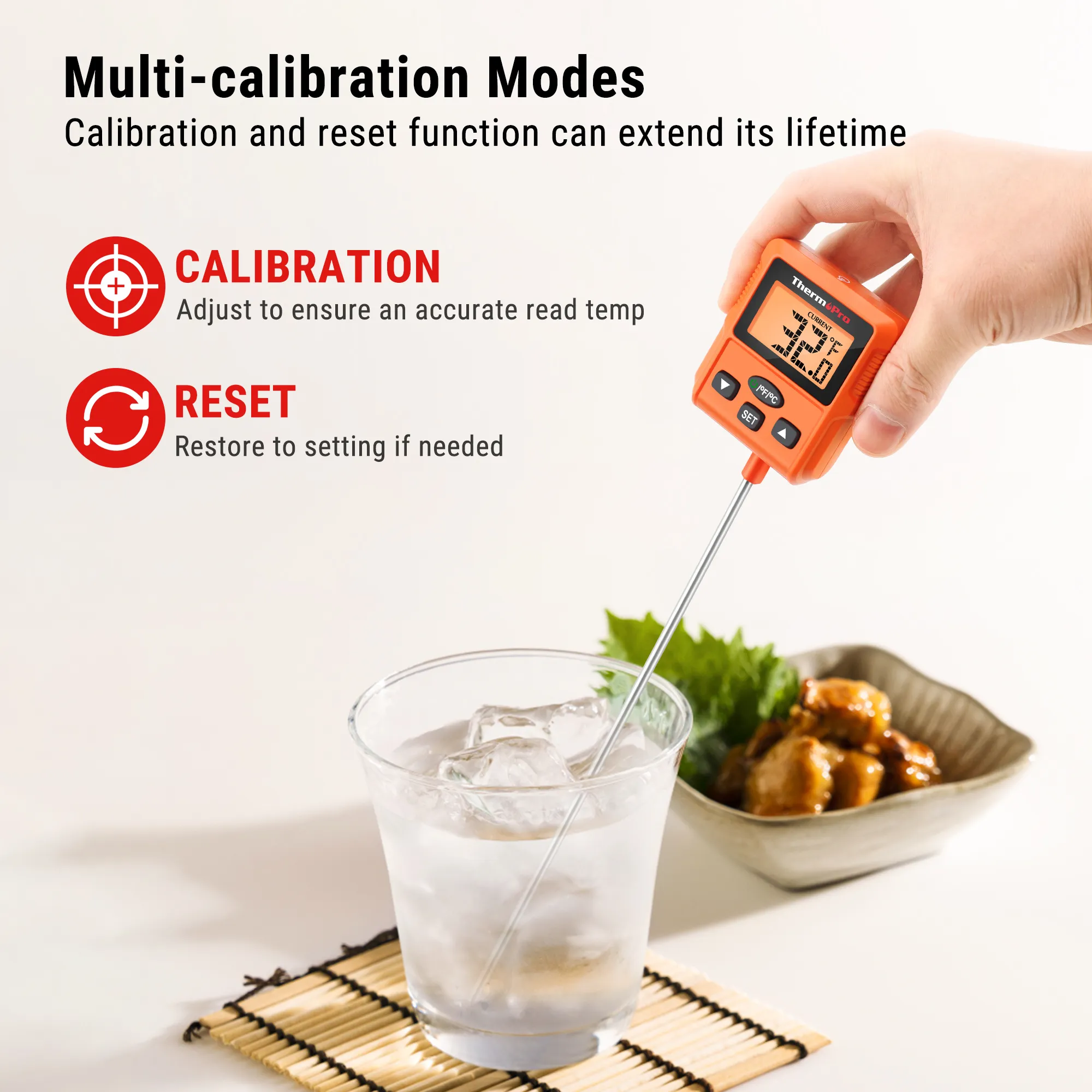 Waterproof Instant-Read Kitchen Thermometer with Backlight and Long ...