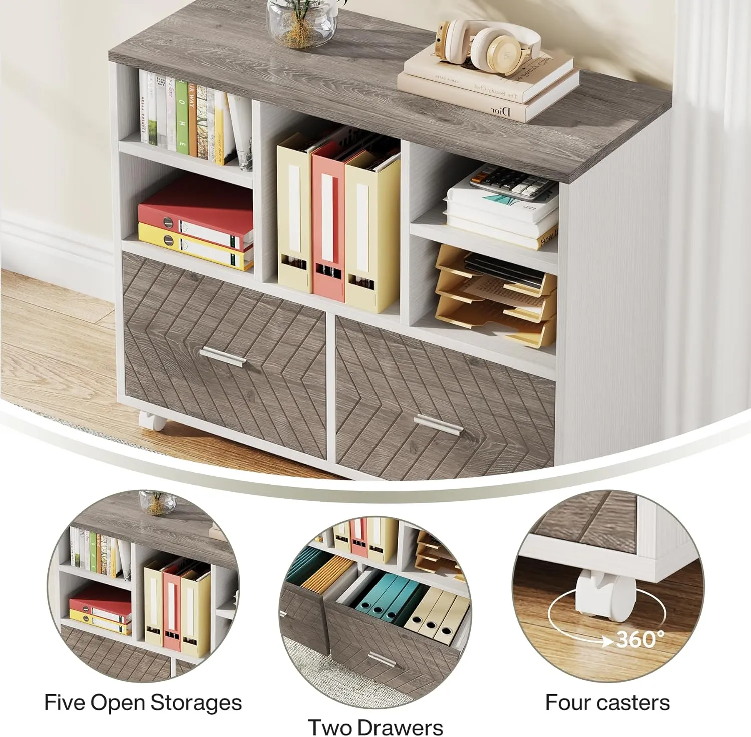 Tribesigns L Shaped Executive Desk With Reversible File Cabinet, 63 ...