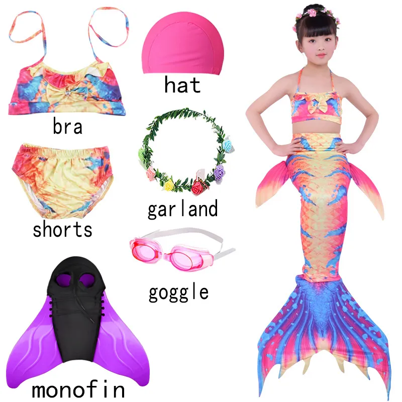 Swimmable Mermaid Tail for Girls with Monofin, Goggles, Garland ...