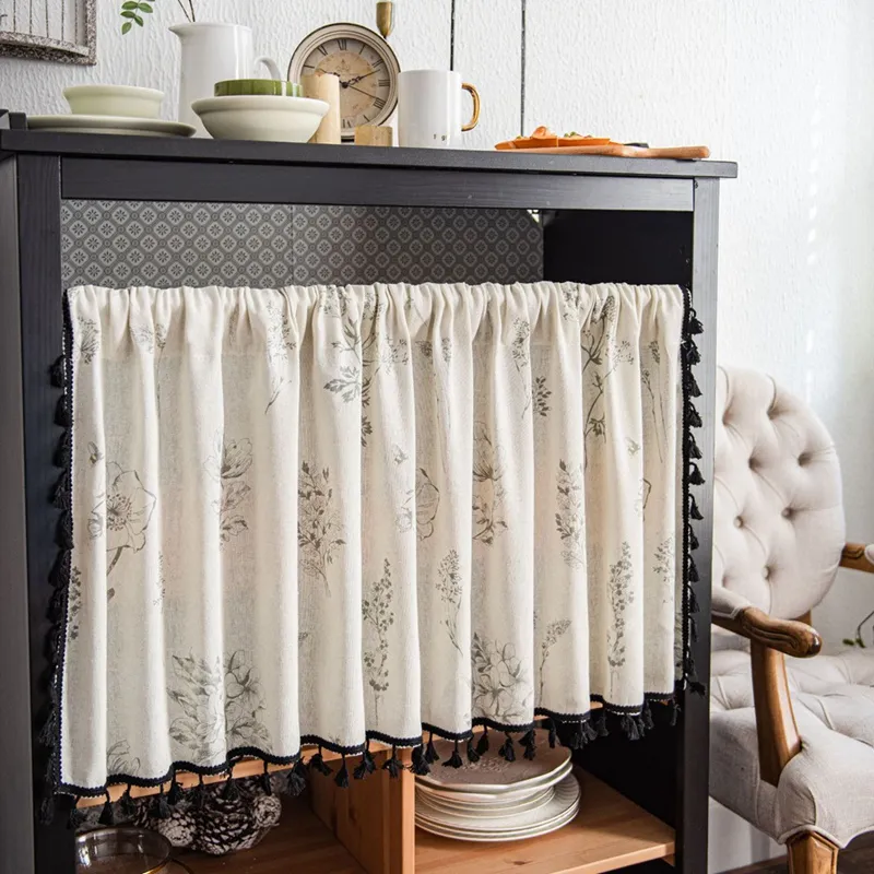 Craftsman Style Lace Curtain Boho Embroidered Lace Pocket Valance
