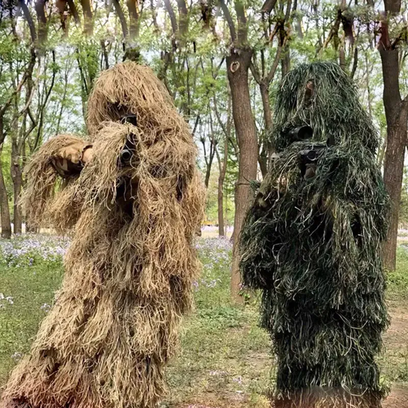 3D Universal Camouflage Ghillie Suits Adjustable Size Army Jungle ...