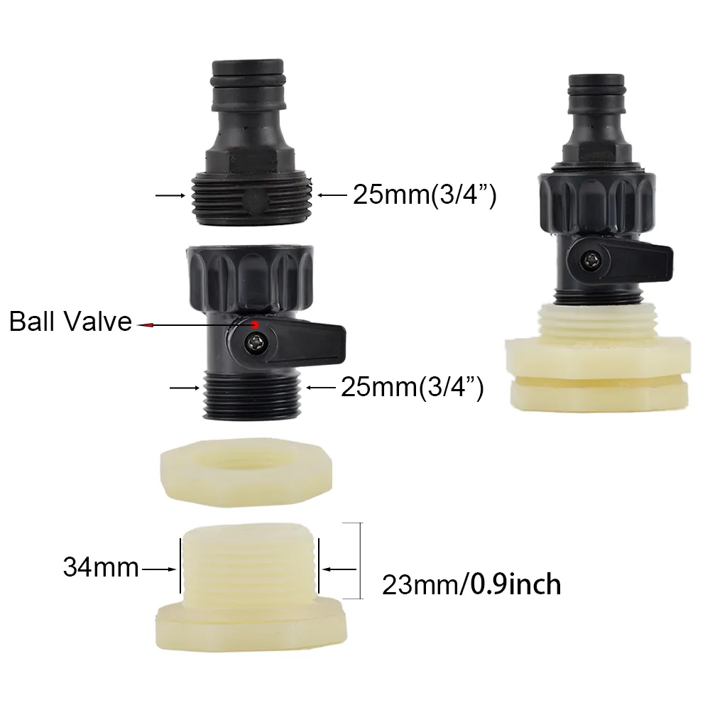 Garden Hose Bulkhead Fitting 3/4 Inch Thread, Quick Connect Plastic For ...
