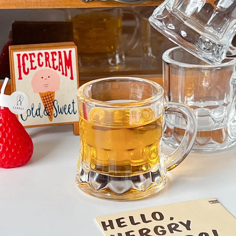 Mini Beer Mugs Set: 2oz Transparent Glass Wine Mug Shot Cups With ...