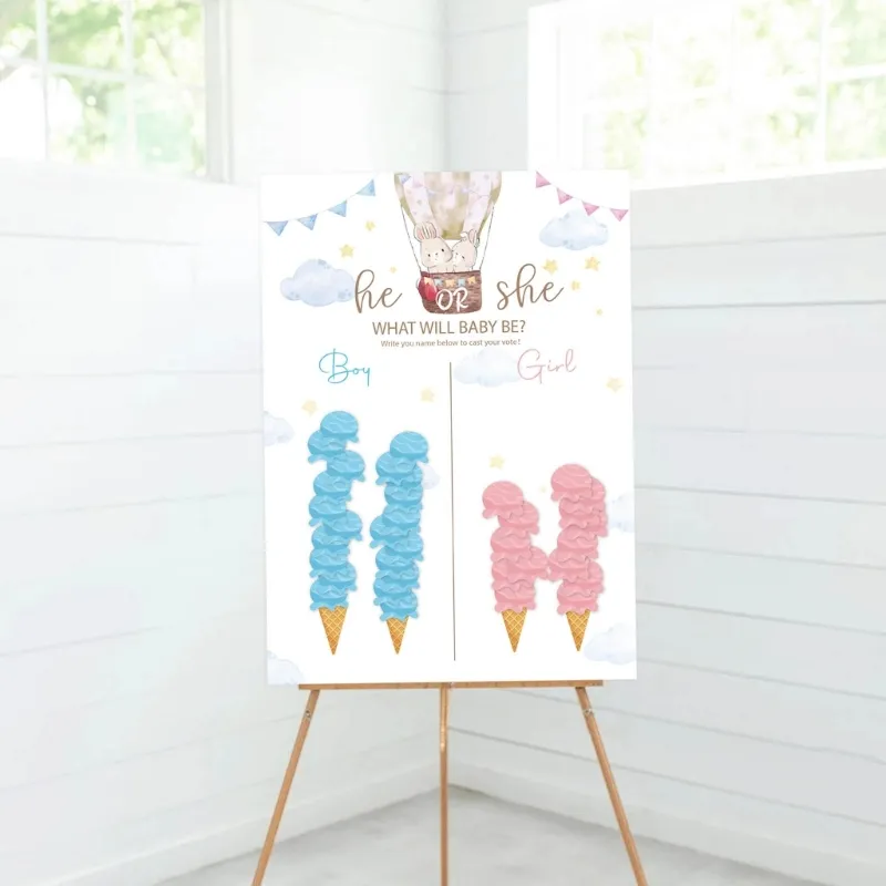Rabbits Decor Gender Reveal Voting Poster With Stickers For Baby Shower ...