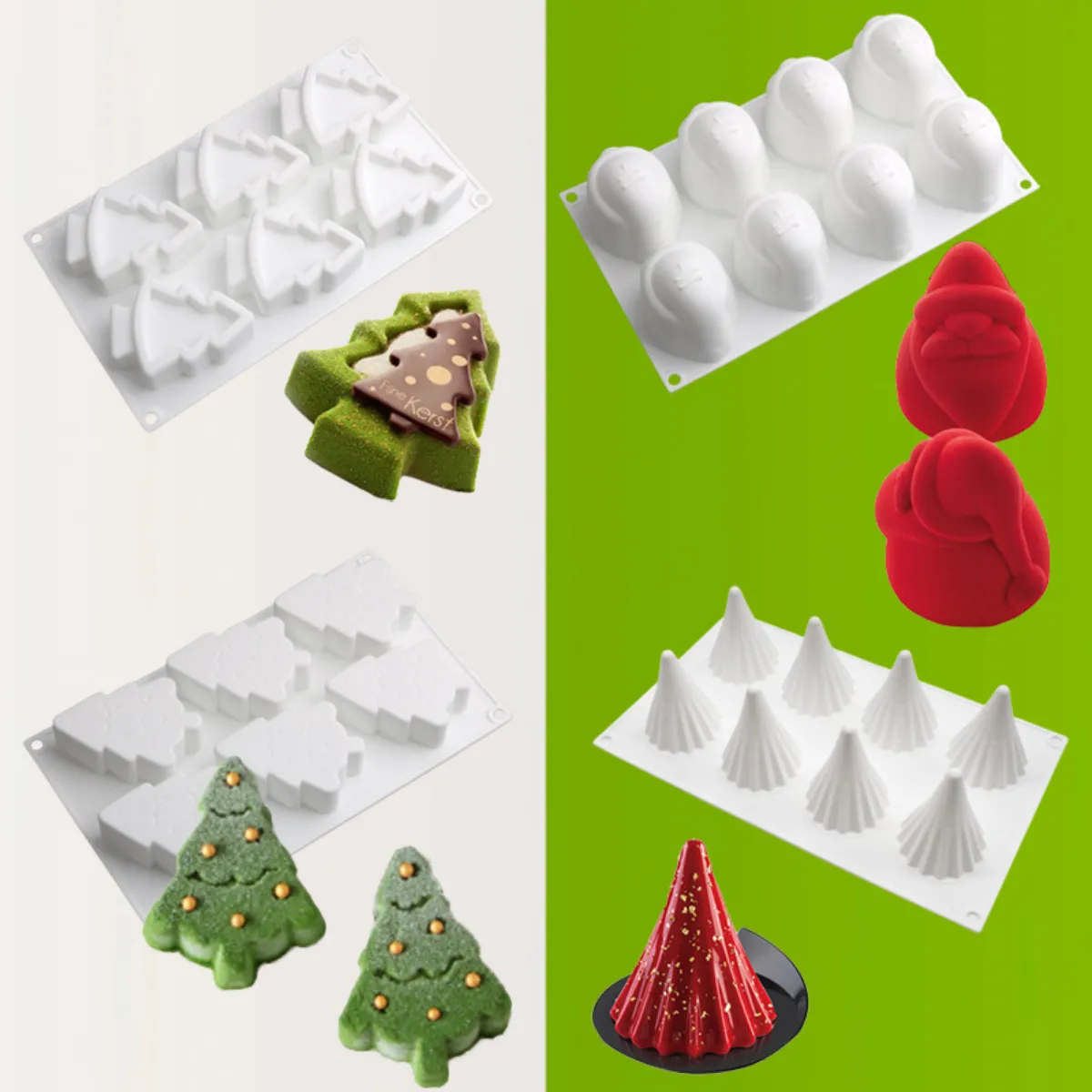 Christmas Tree Mousse Cake Silicone Mold: DIY Santa Chocolate Jelly ...