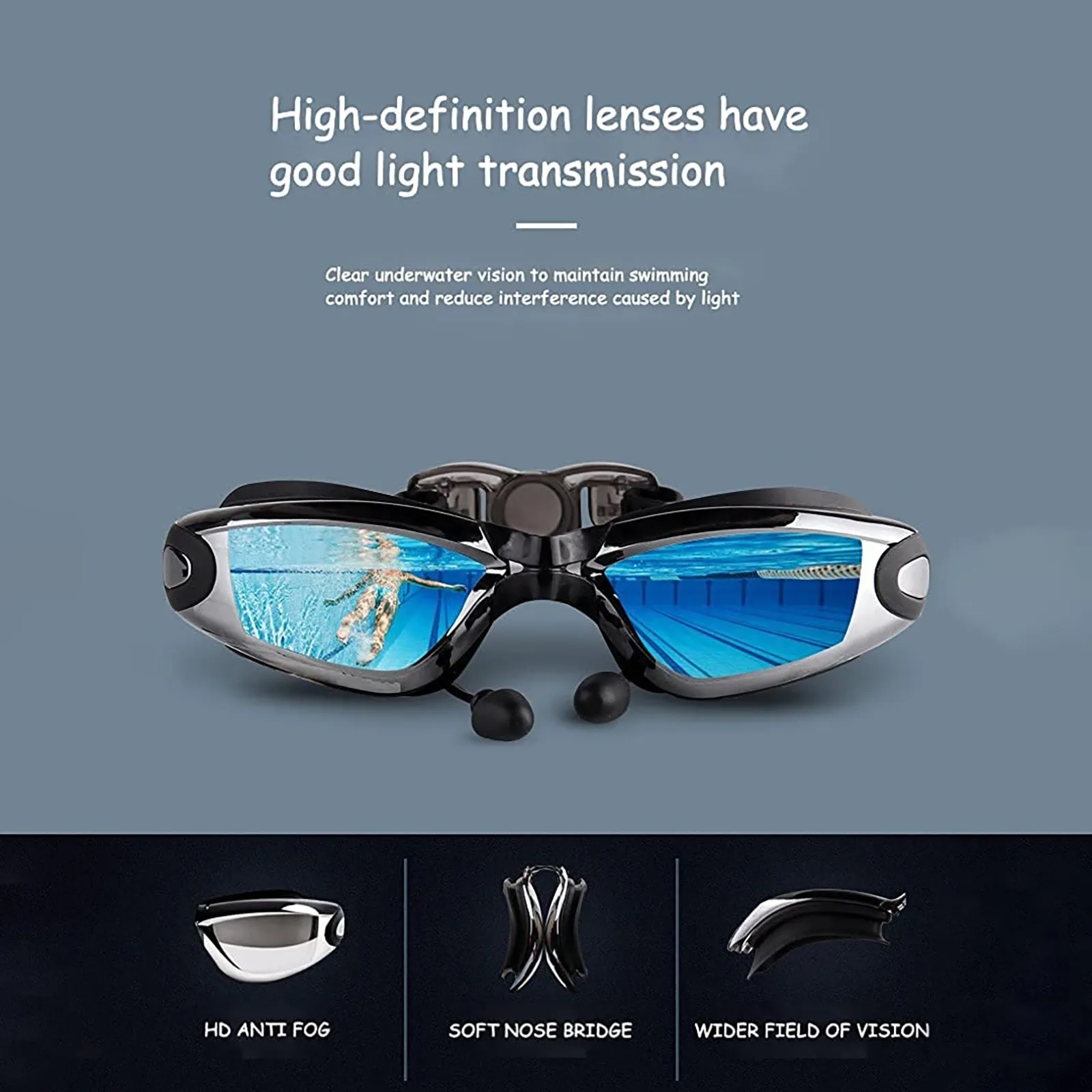 Universal Adult Myopia Swimming Goggles Anti Fog Prescription Swim ...