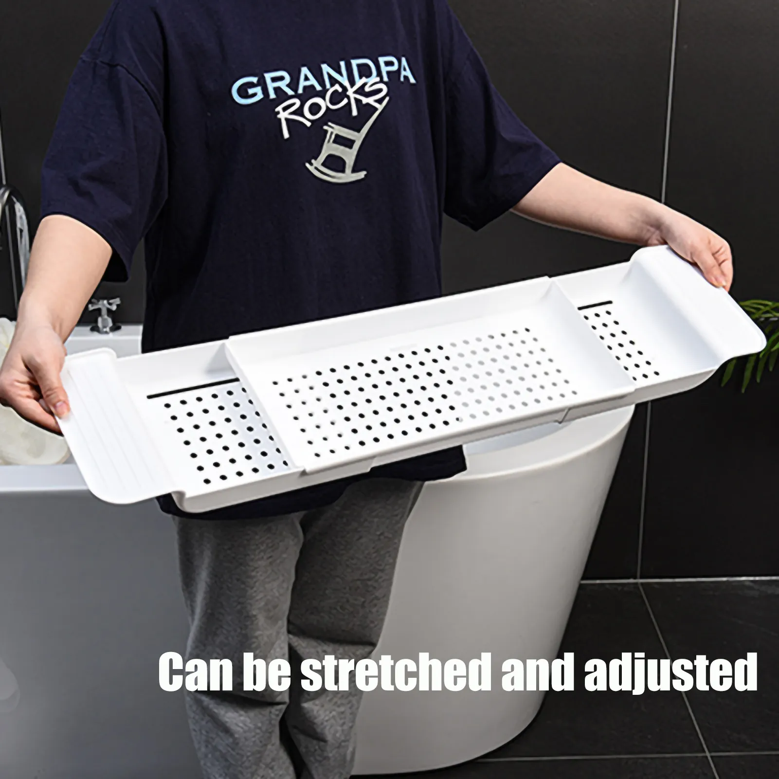 Expandable PP Bathtub Caddy Tray with Drainer - Detachable Multi-use ...