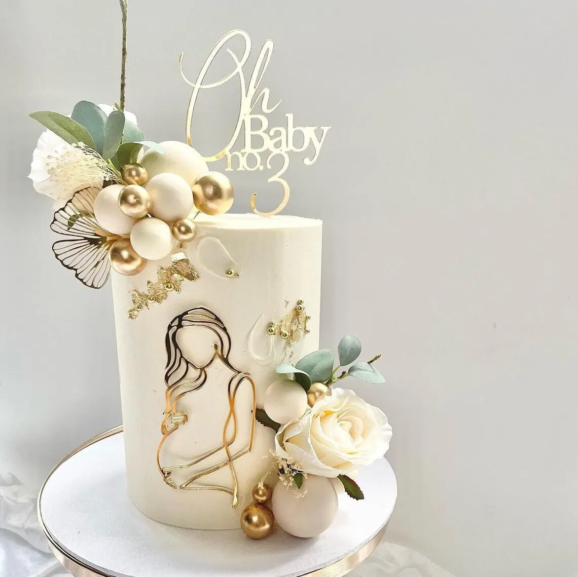 Customized Age Oh Baby Cake Topper And Line Art Charm | Personalised ...