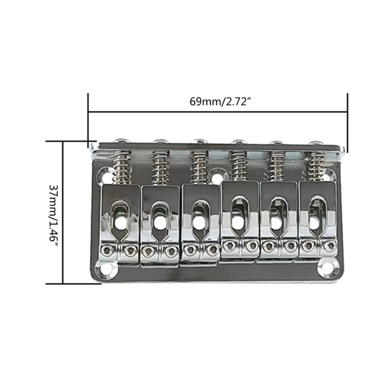6 String Hardtail Bridge For Cigar Box Guitar Top Load Fixed Saddle ...