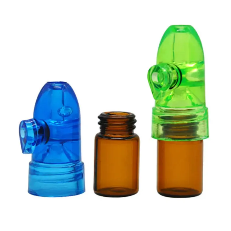 3 Style Snuff Snorter Bottle Smoking Pipes Pill Case Plastic Glass ...