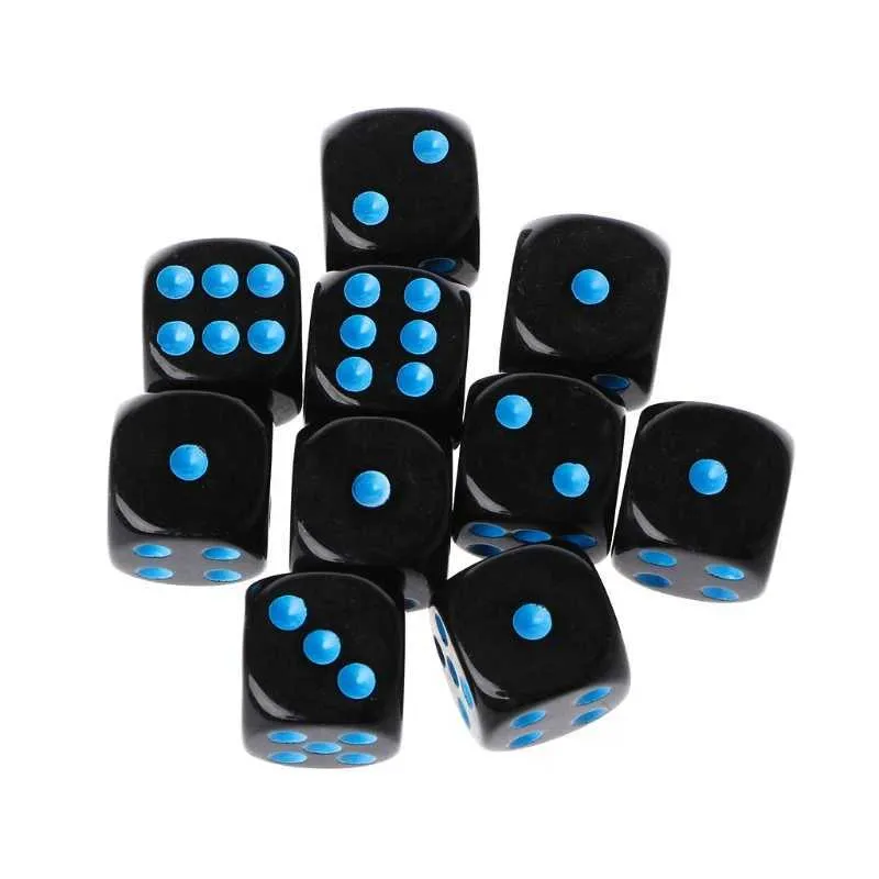 Multicolor Acrylic Cube Digital D6 Dice Set of 10 - 15mm Dice Beads for Tabletop Games, Bar, Pub ...