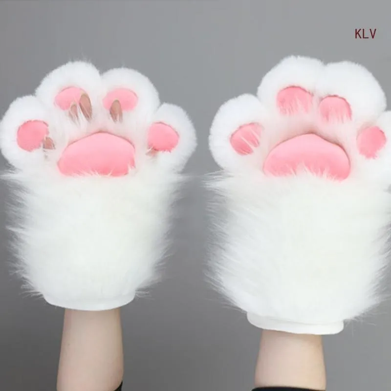 Anime Cat Paws Cosplay Gloves: Oversized Faux Furry Kitten Toe Beans ...