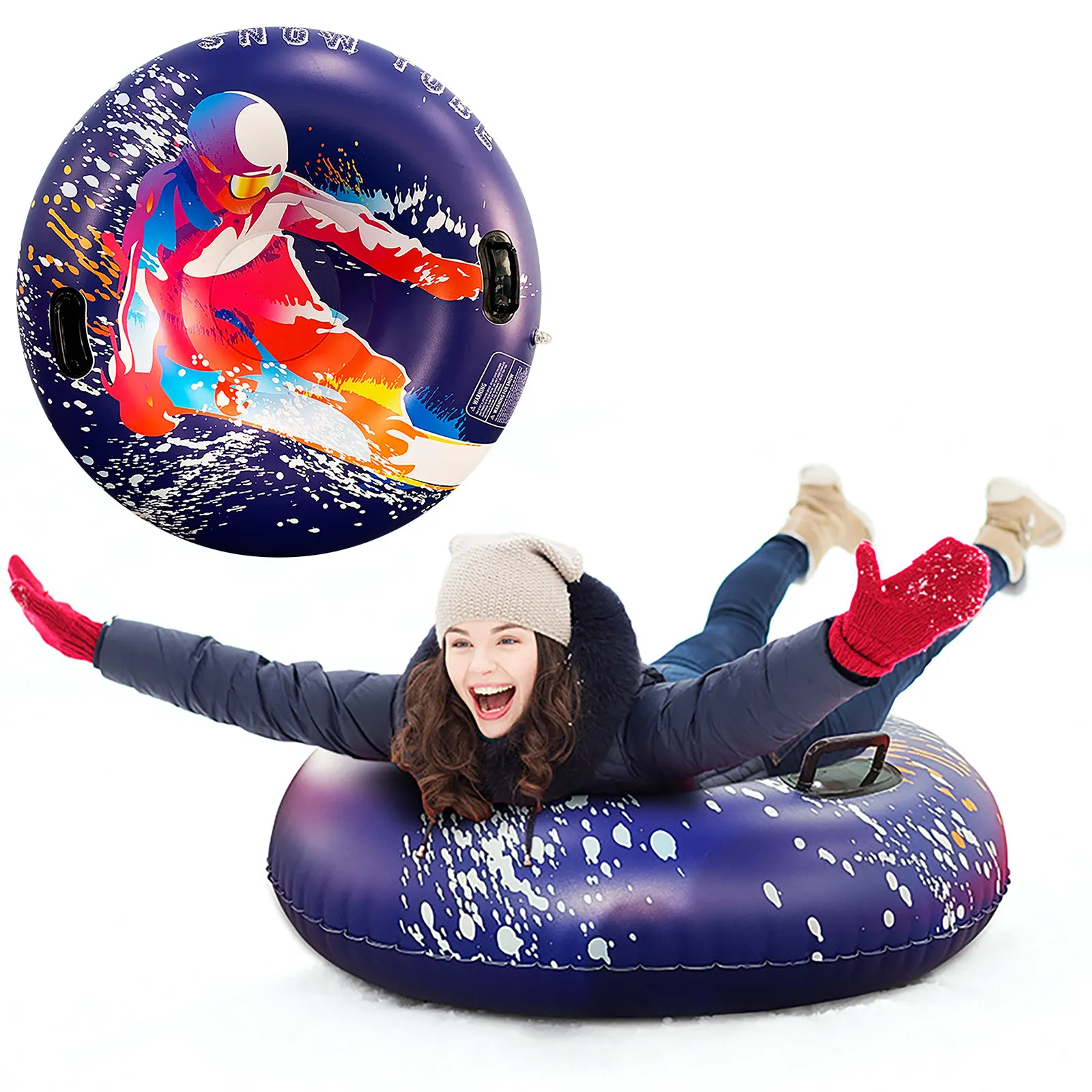Inflatable Snow Sled for Kids and Adults - Winter Outdoor Antifreeze ...