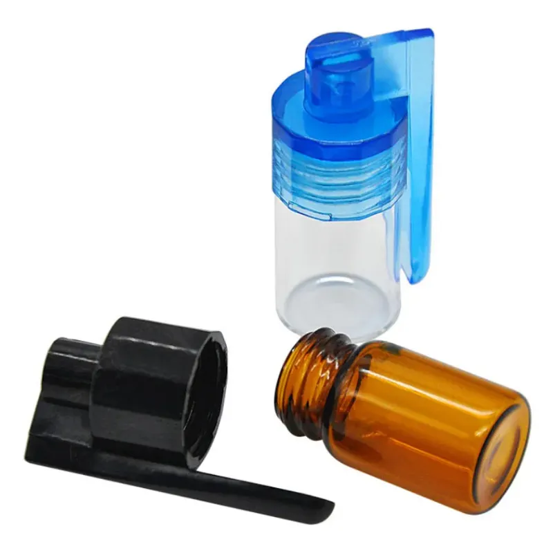 3 Style Snuff Snorter Bottle Smoking Pipes Pill Case Plastic Glass ...