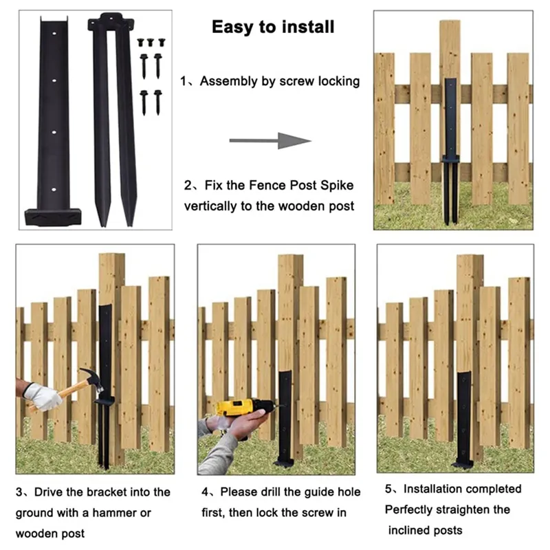 Metal Fence Post Repair 2pcs Fence Post Anchor Kit Heavy Duty Steel