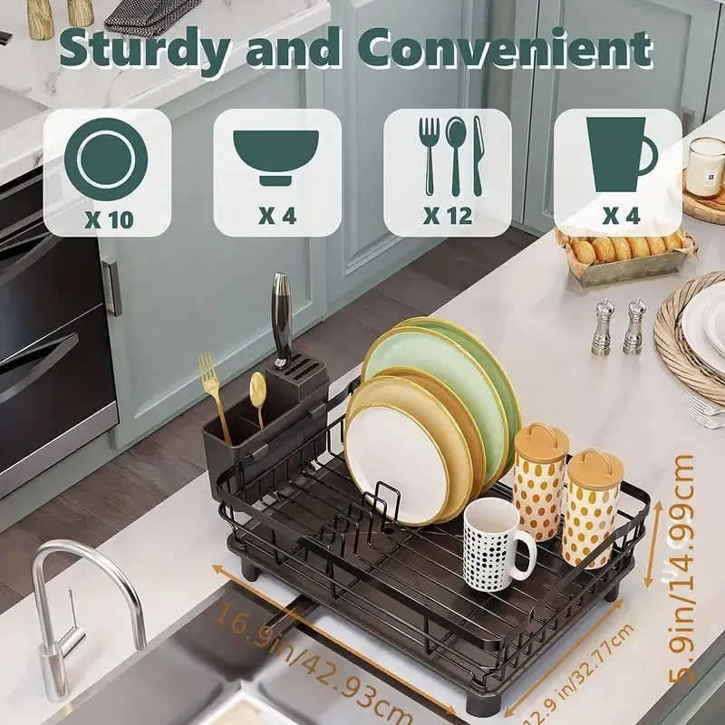 Space-Saving Dual-Level Dishwasher Organizer with Catch Pan - Compact ...
