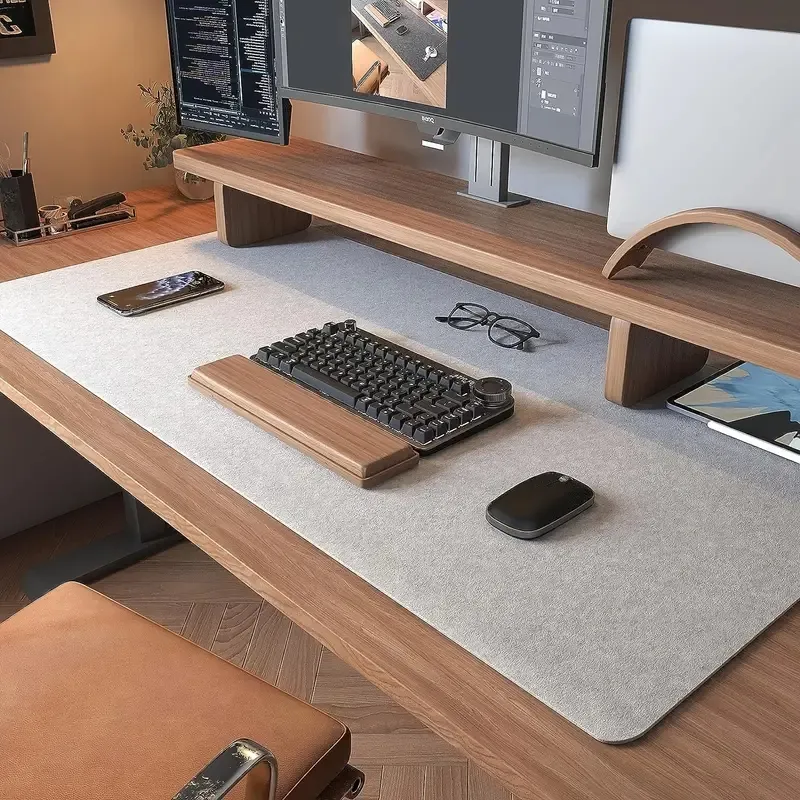 Extra Large Non-Slip Felt Desk Pad - Keyboard & Mouse Mat, Workstation ...