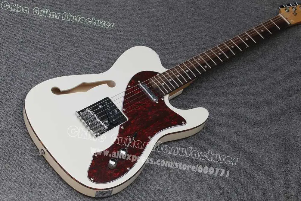 Classic Custom Shop Thinline Deluxe White Electric Telecaster Guitar ...