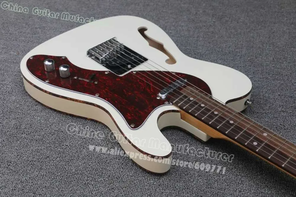 Classic Custom Shop Thinline Deluxe White Electric Telecaster Guitar ...