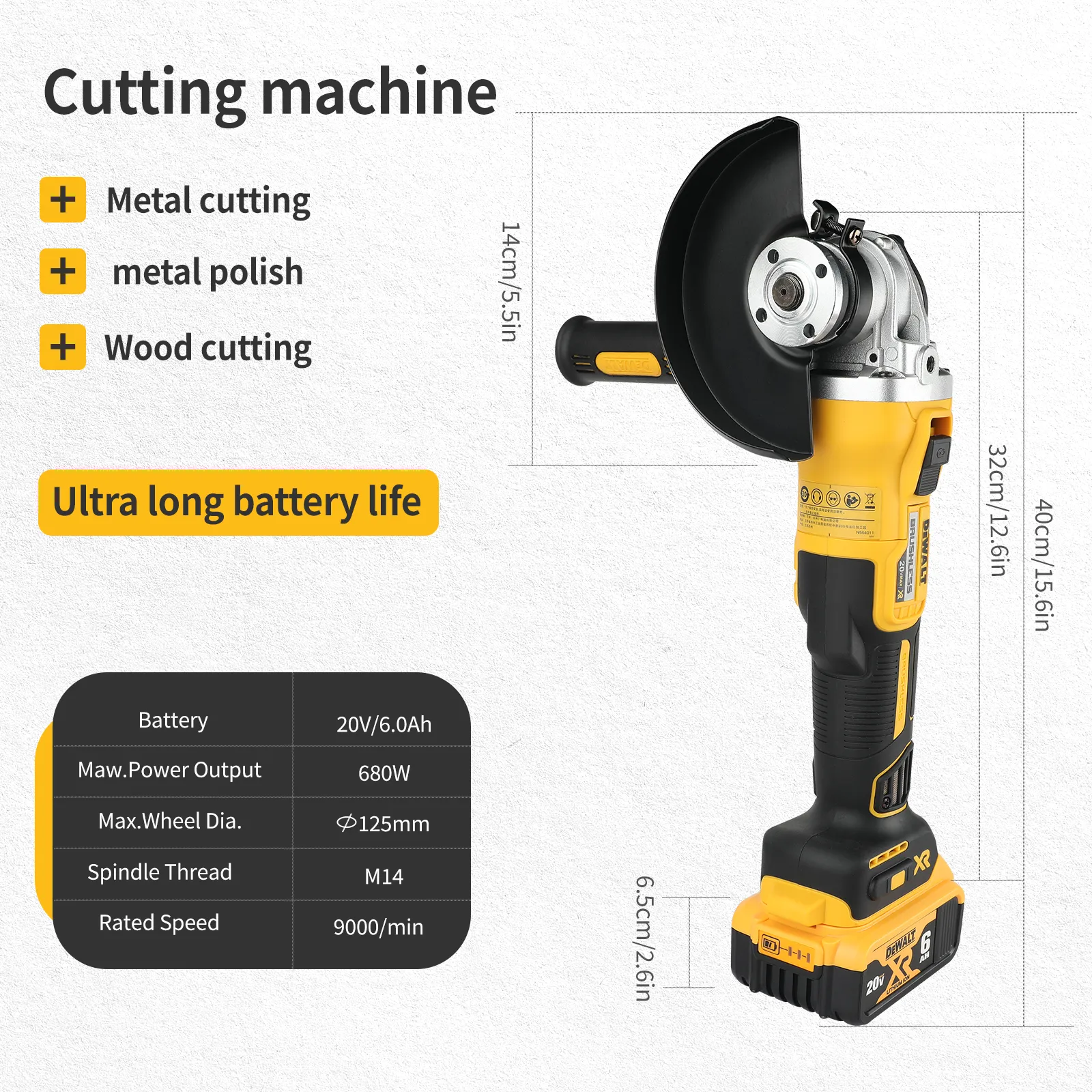 Dewalt DCG405NT 125mm Wireless Electric disk grinder Tool with 20V ...