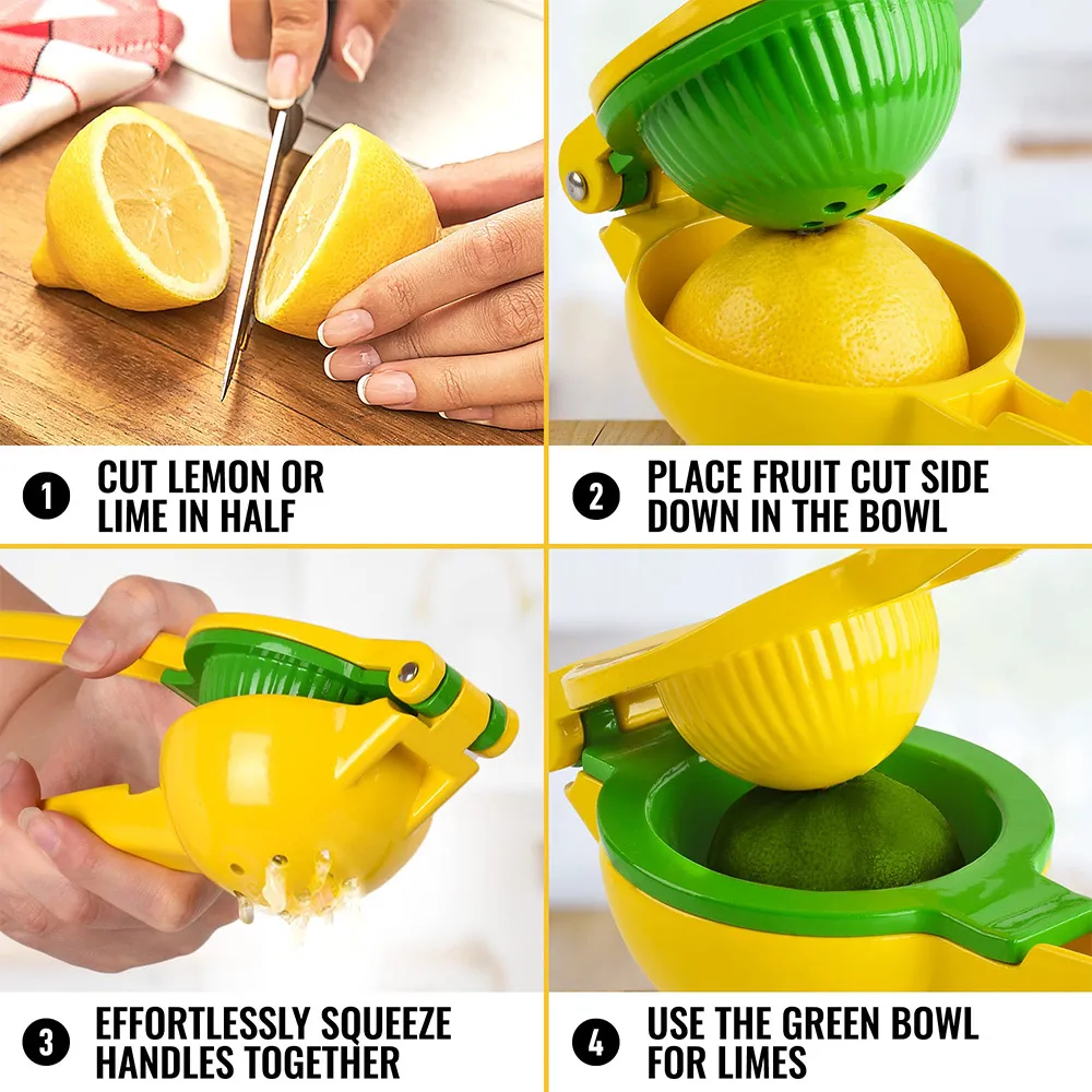2-in-1 Citrus Squeezer: Fresh Orange, Lemon & Lime Juice Hand Press ...