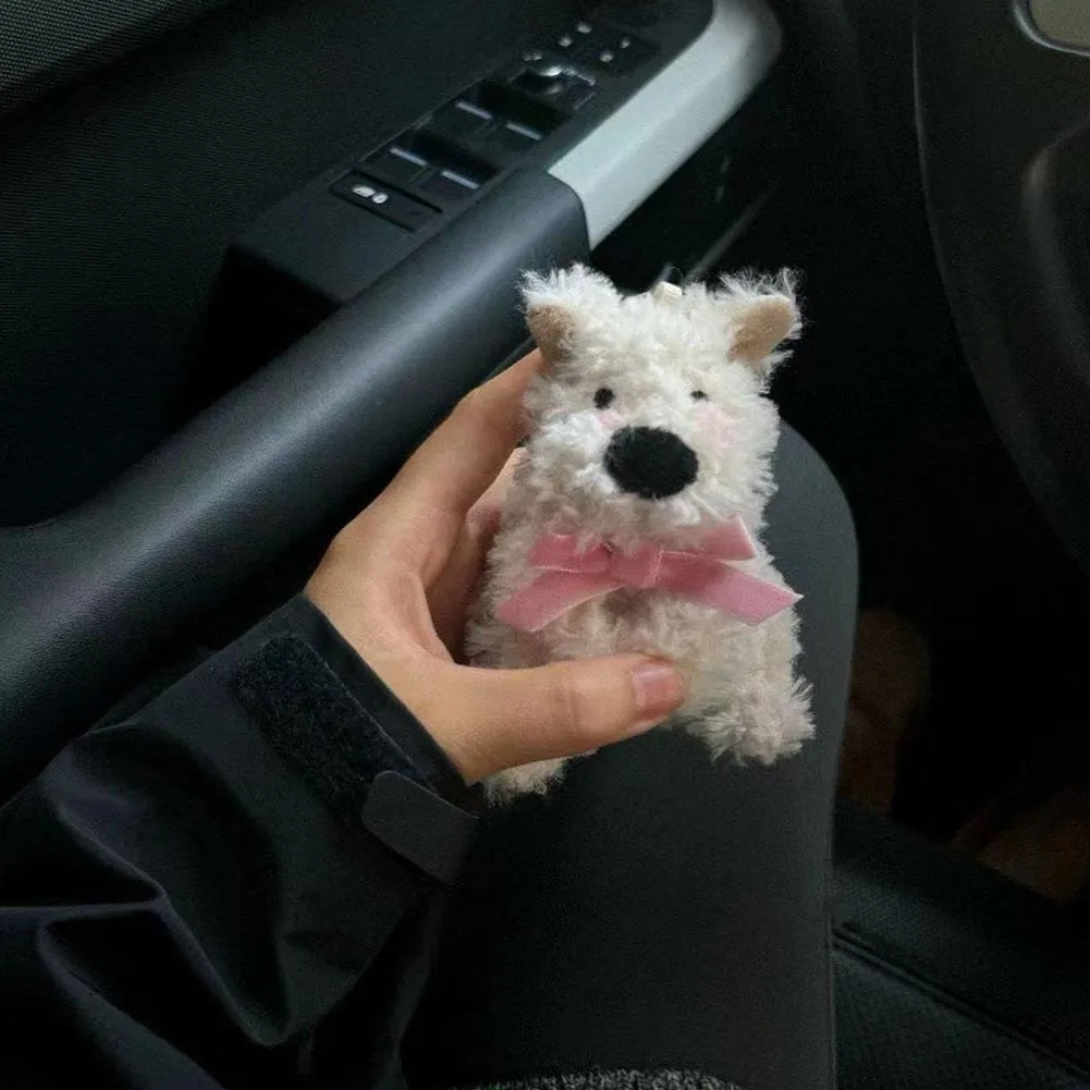 New Plush Puppy Car Decoration: Cute Bowknot Dog Wiper Doll for ...