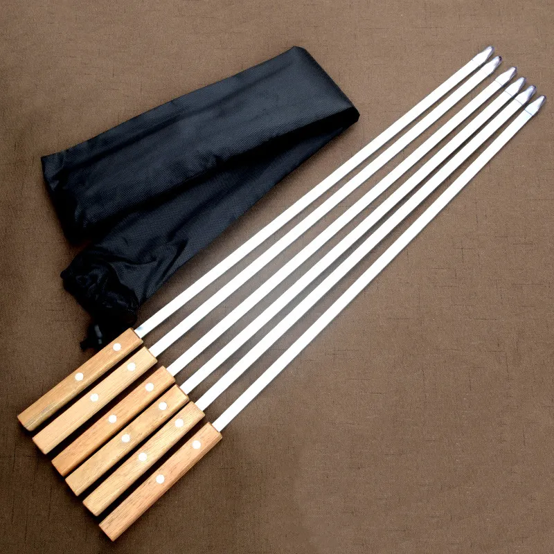 Premium BBQ Skewers Set 6-Piece, 55cm: Long Handle Grill Sticks with ...