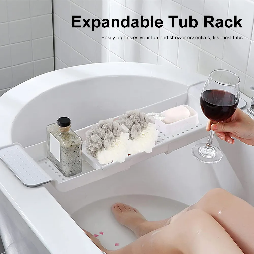 Expandable Bathtub Tray: Relax & Unwind - Adjustable Spa Tub Organizer ...