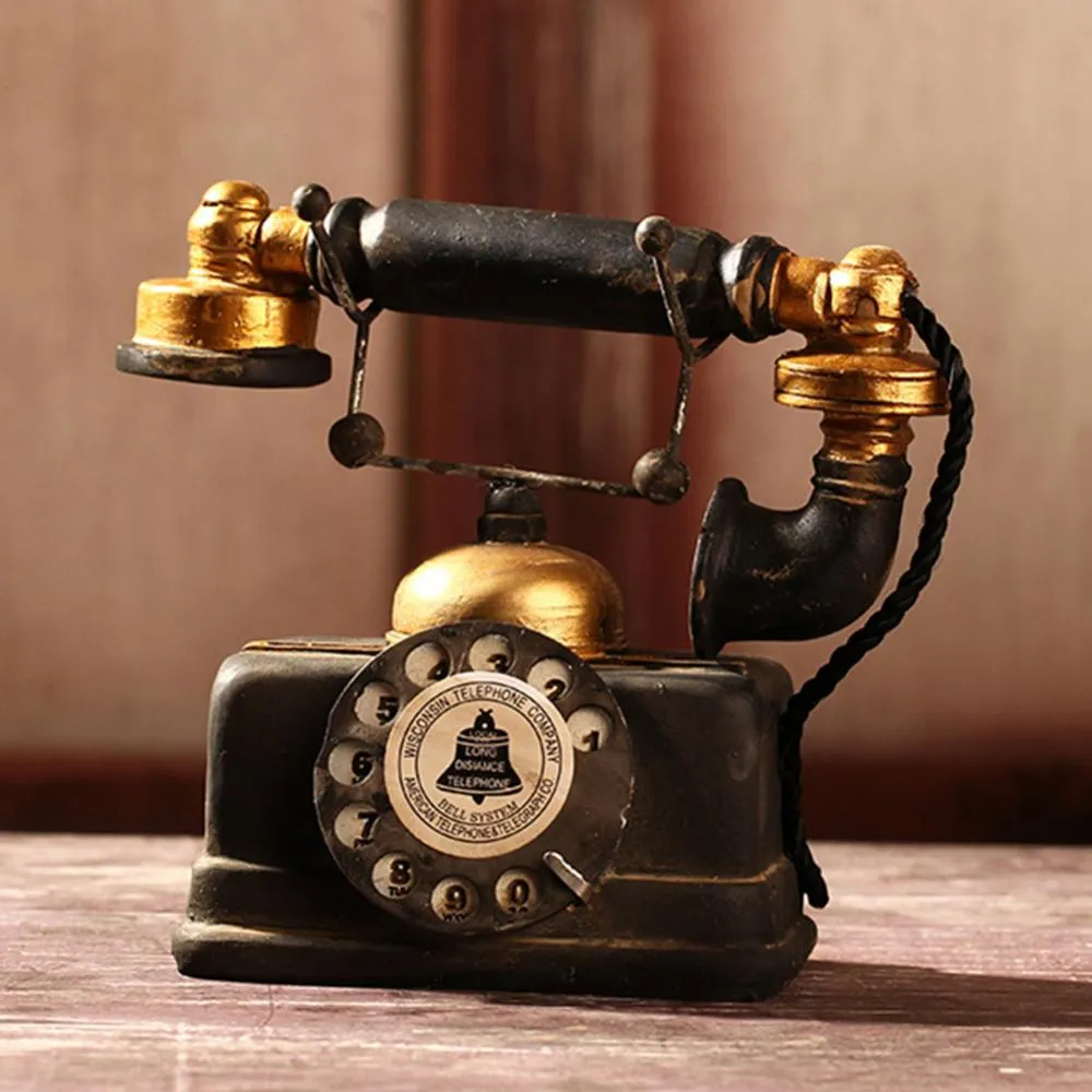 Vintage Resin Telephone Model Miniature Retro Bookstore Cafe Desk ...