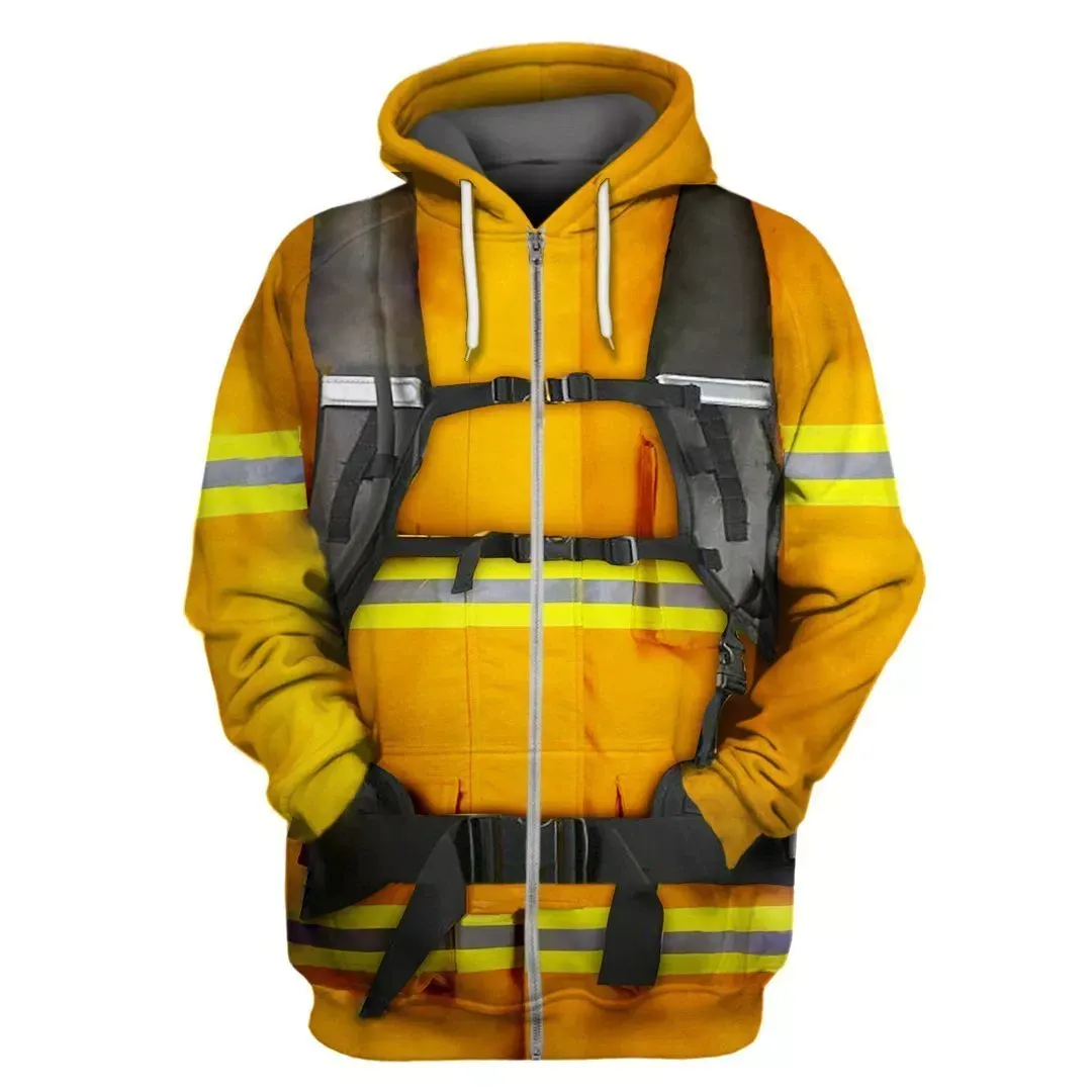 3D Hoodies Firefighter Themed Pullover Jacket, Fashionable Streetwear ...