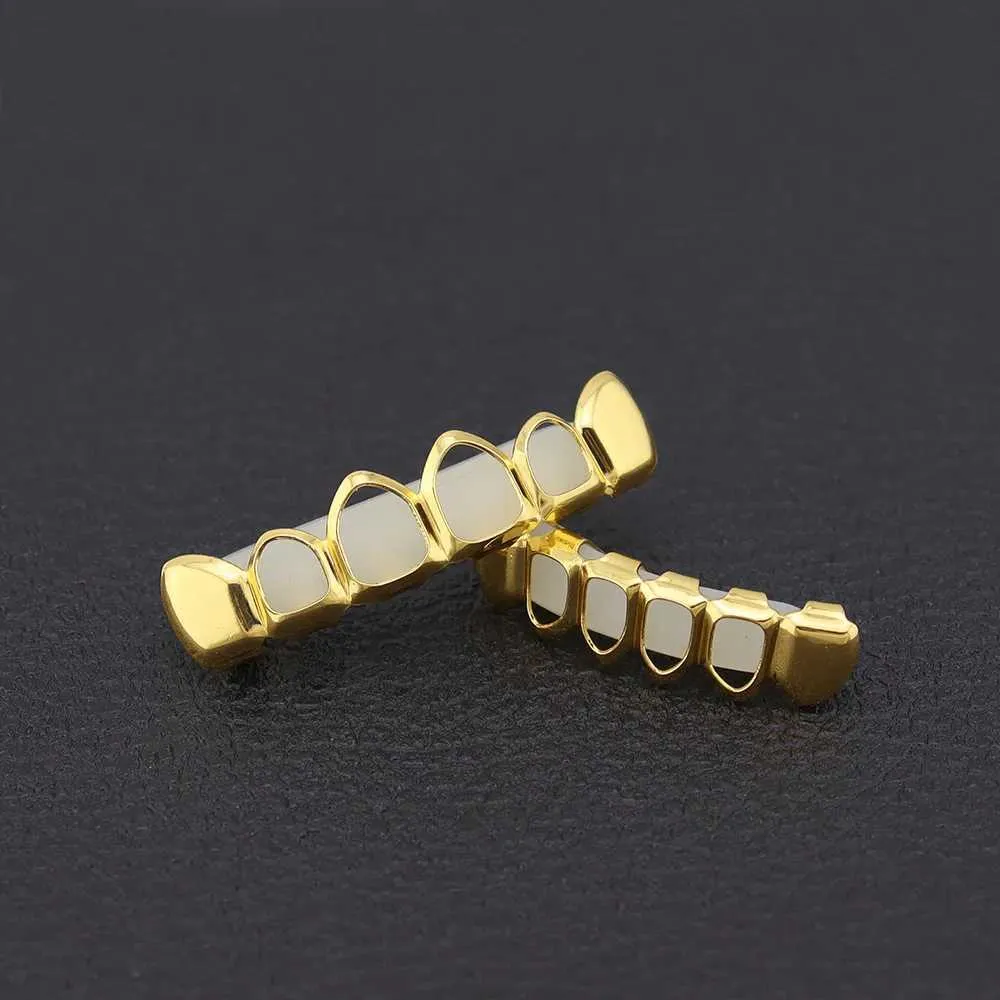Gold Plated Hip Hop Fake Gold Teeth Grillz With Crystal Accents Rock ...
