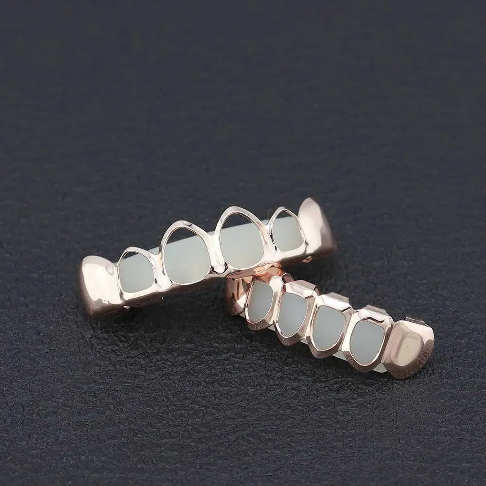 Gold Plated Hip Hop Fake Gold Teeth Grillz With Crystal Accents Rock ...